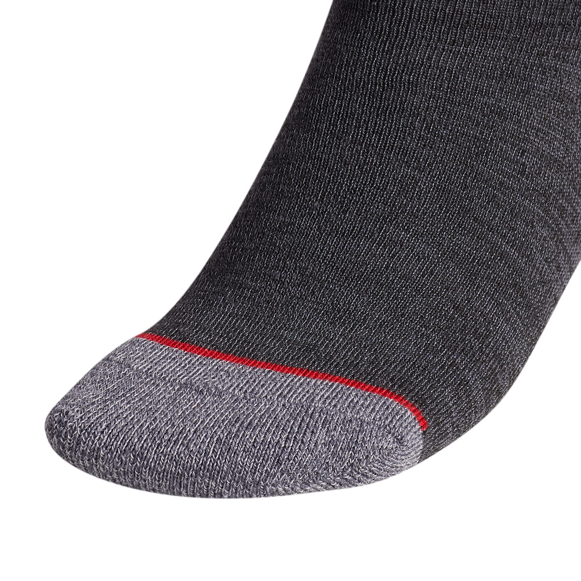 adidas Boys' Youth Blocked Linear II 6-Pack Quarter, Black/Onix Grey/Scarlet Red, Large