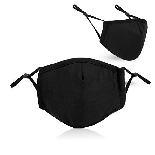 5 Pack Kids Reusable, Washable Black Facial Cotton Covering Children for Cycling Travel Outdoors Includes 10Pcs Filters