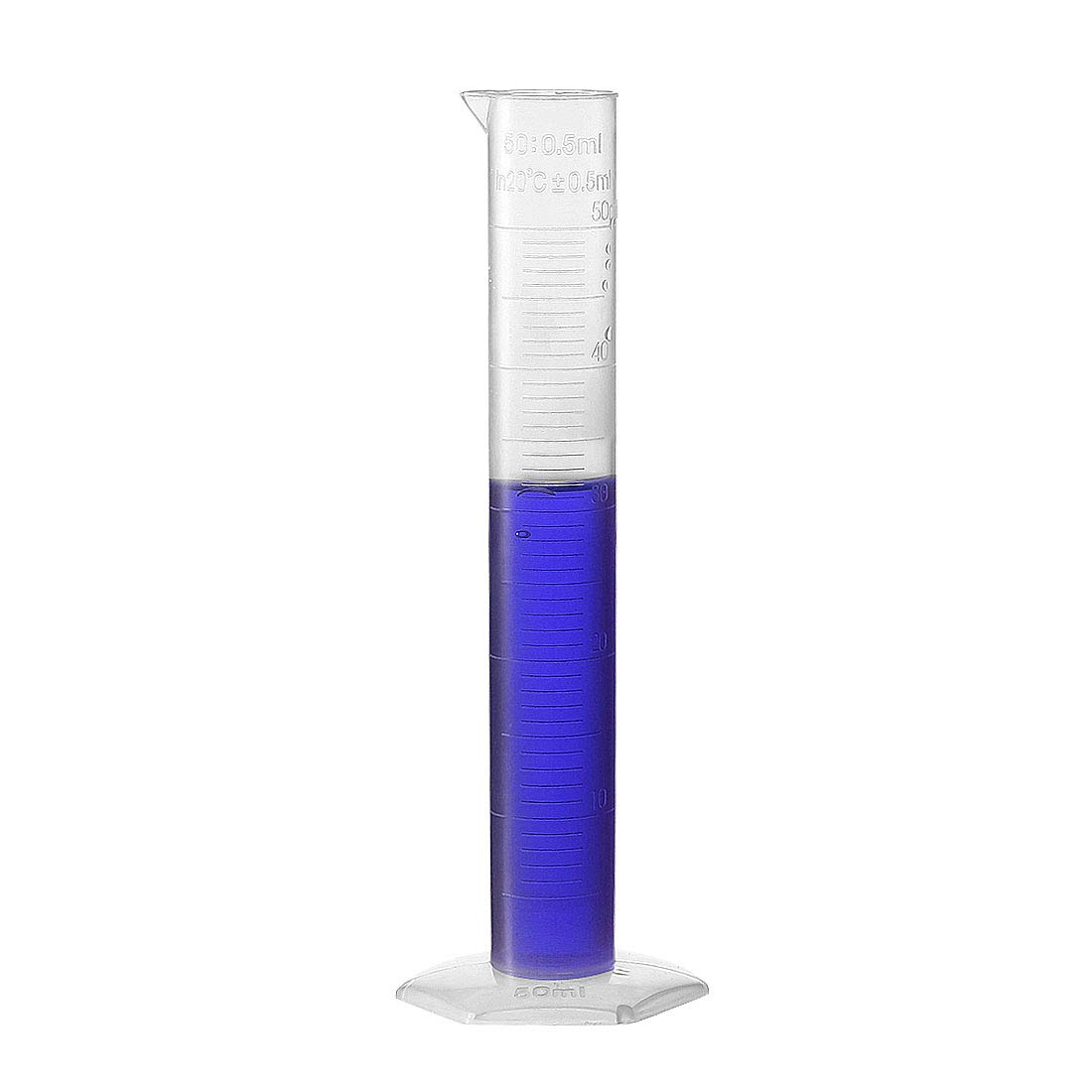 uxcell Plastic Graduated Cylinder, 50ml Measuring Cylinder, Science Test Tube Beakers, Single Metric Scale, Clear Hex Base Flask for Lab Home 3pcs