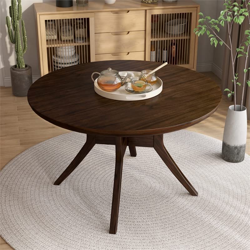 Furniture of America Mecca Mid-Century Wood Round Dining Table in Gray