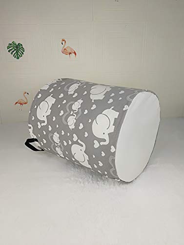 DUYIY 19.7 Inch Round Big Size Canvas Storage Basket with Handle Large Organizer Bins for Dirty Laundry Hamper Baby Toys Nursery Kids Clothes Gift Basket (heart elephant)