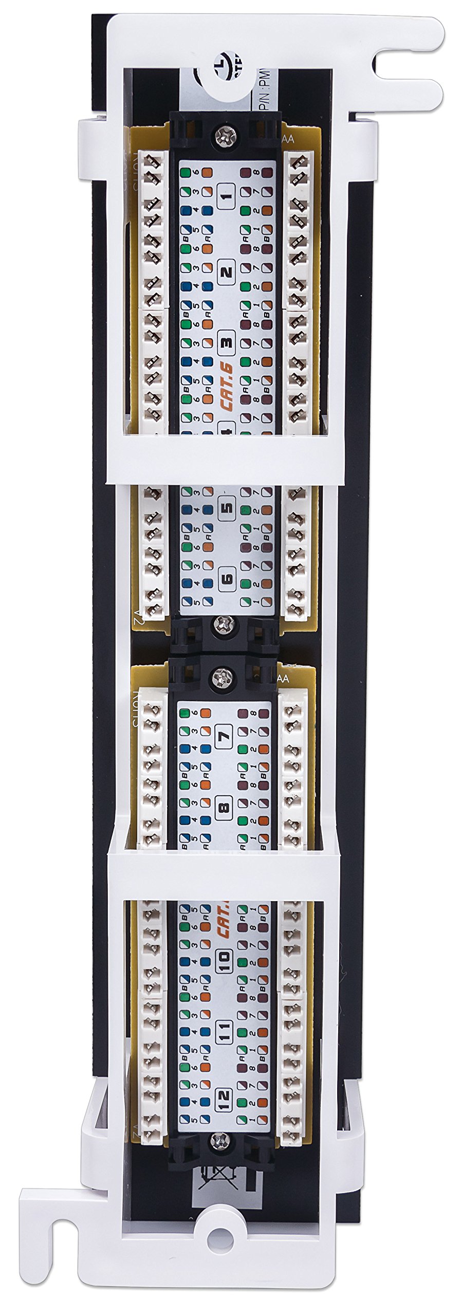 Intellinet 12 Port Cat6 Network Patch Panel Wall-Mount with 89D Bracket – Installer Grade 3mm 50 Micro-inch Gold Plated Jack Contacts - Black 560269