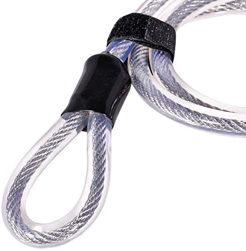 Stainless Steel Safety Cable,Double Loop Braided Steel Cable Flexible Lock Cable Lock 3/8 inch U-Lock,Padlock,Transparent Wire Rope with Ring, Electric Door, Bicycle,Glass Door Lock, Door Handle,
