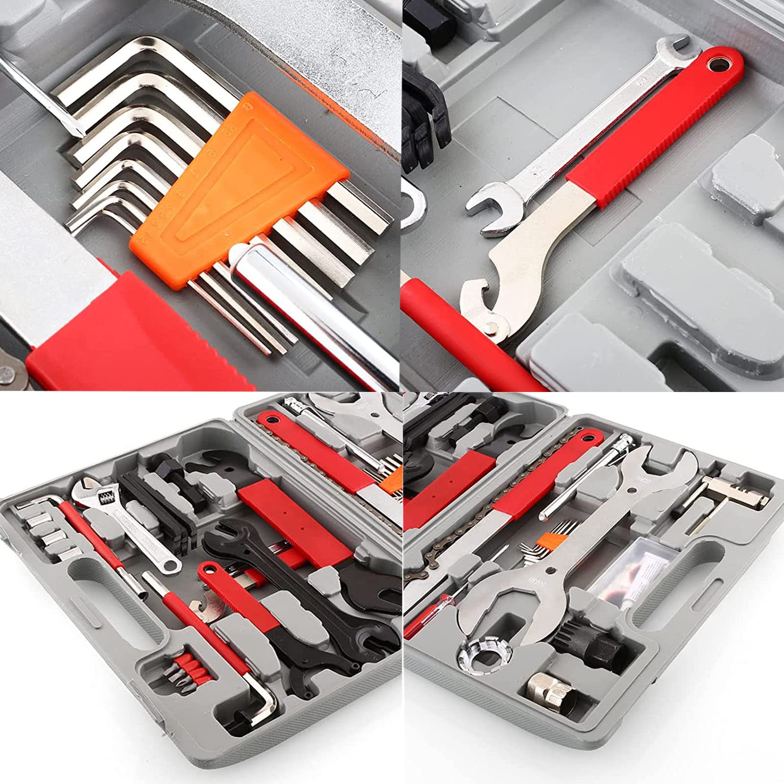 48 Pcs Tool Set, Bike Tool Kit, Bicycle Repair Kit Tool Box Set with Adjustable Open Wrench, Tire Lever, Socket, DIY Tools, Small Portable Hand Tool Kit for Mountain Road Bike Motorcycle Maintenance