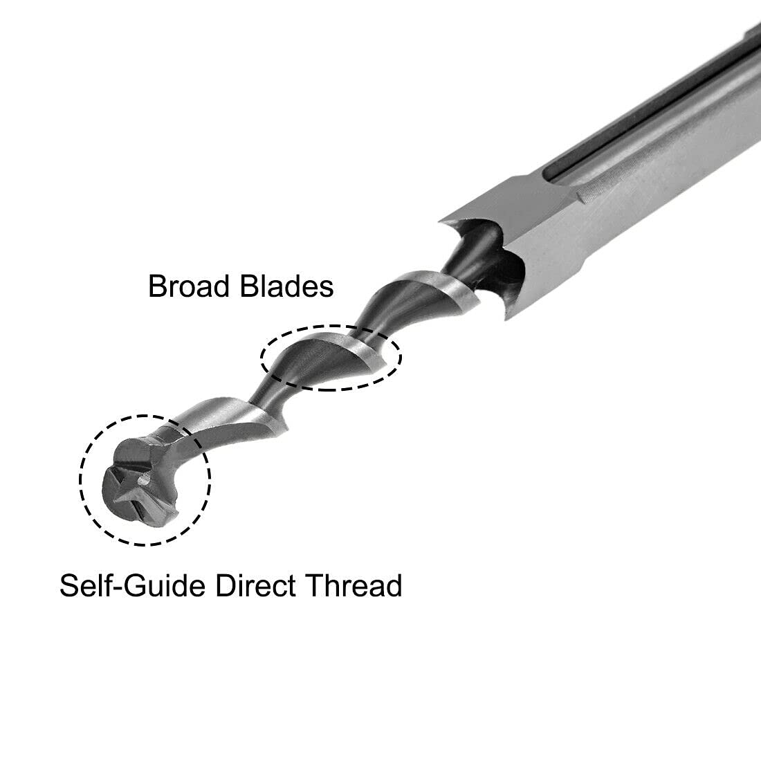 Utoolmart Square Hole Drill Bit for Wood, 1/2" Bearing Steel Hollow Chisel Mortise Power Tool for Woodworking 2Pcs