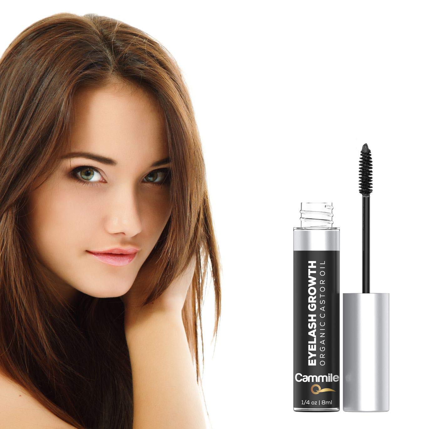 Cammile Q Organic Castor Oil Eyelash Serum - Grow Longer Lashes & Fuller Eyebrows - Natural Solution for Eyebrow and Eyelash Regrowth