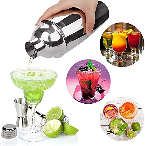 Aolzg Cocktail Shaker, 18oz Martini Shaker, Cocktail Stainless Steel Wine Shaker with Strainer and Lid Top,Drink Shaker, Martini Shaker and Strainer, Cocktail Shaker Set, Shakers Bartending,(550ml)