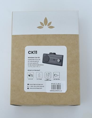 Avantree CK11 Bluetooth 5.0 Hands Free Cell Phone Car Kit, 3W Loud Speakerphone, Support Siri Assistant, Motion AUTO ON, Volume Knob, Wireless in Car Handsfree Speaker with Visor Clip β Blue