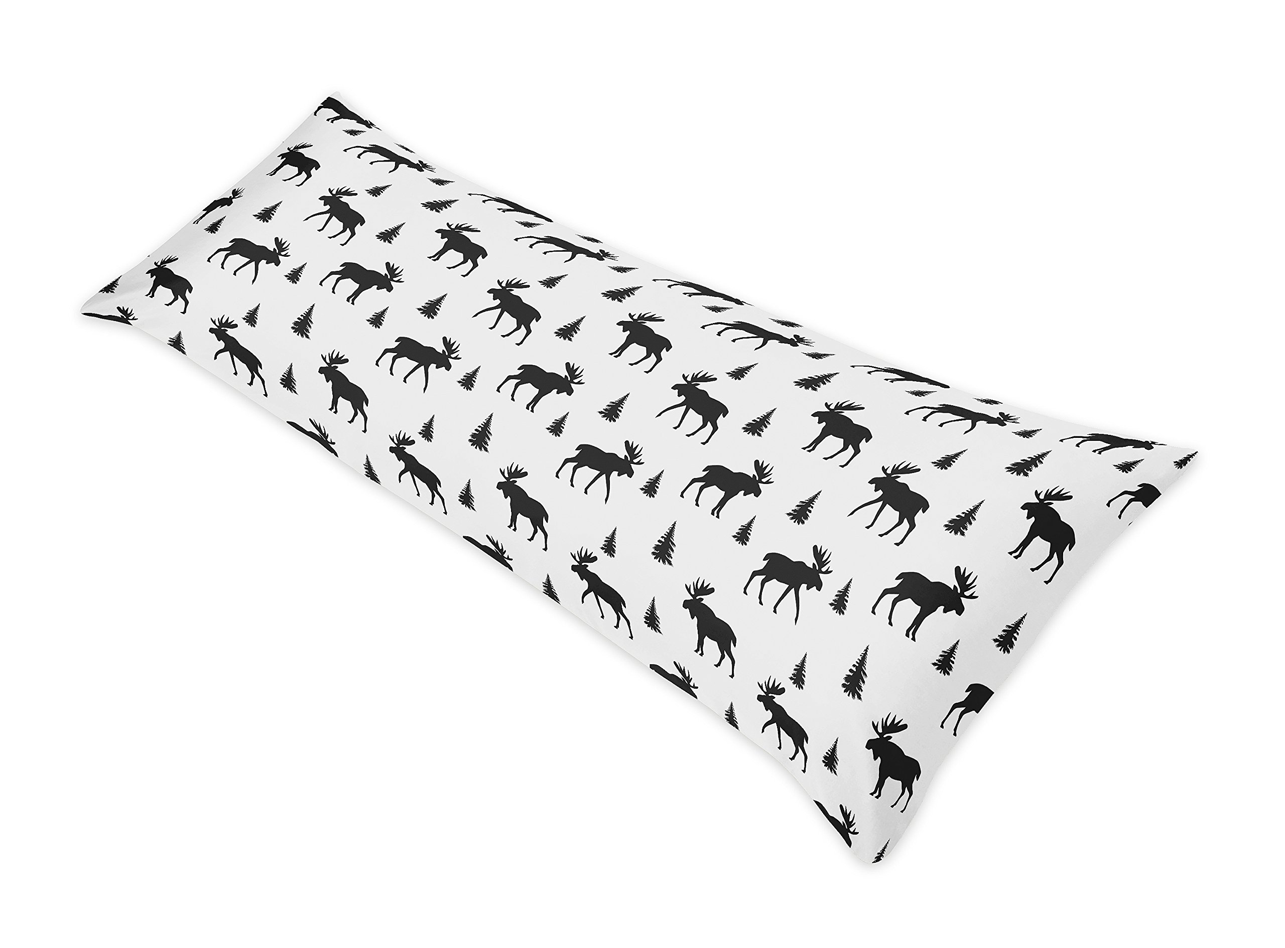 Sweet Jojo Designs Black and White Woodland Moose Body Case Cover for Rustic Patch Collection (Pillow Not Included)