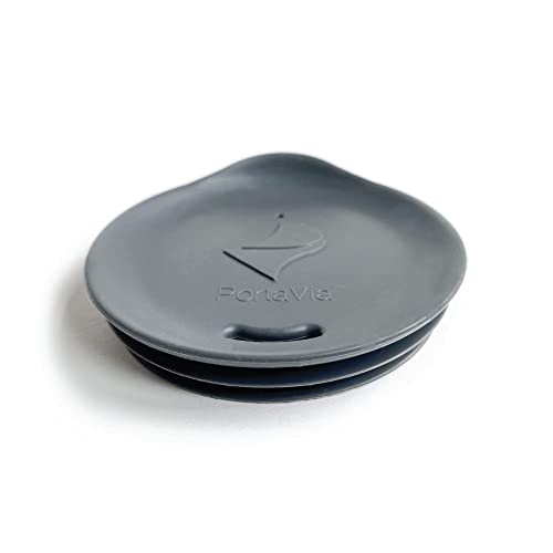 Porta Via Reusable Coffee Cup Silicone Lid – Fits Any Tumbler, Water Bottle, & Ceramic Coffee Mug – Dishwasher-Safe Ceramic Travel Mug Lid Keeps Hot Cups Hot (Medium to Large - Grey)