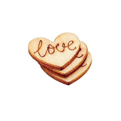 Juvale 200 Pack Engraved Wood Heart Table Confetti, Small Wooden Hearts for Crafts, Wedding, Valentines Decor (Love)