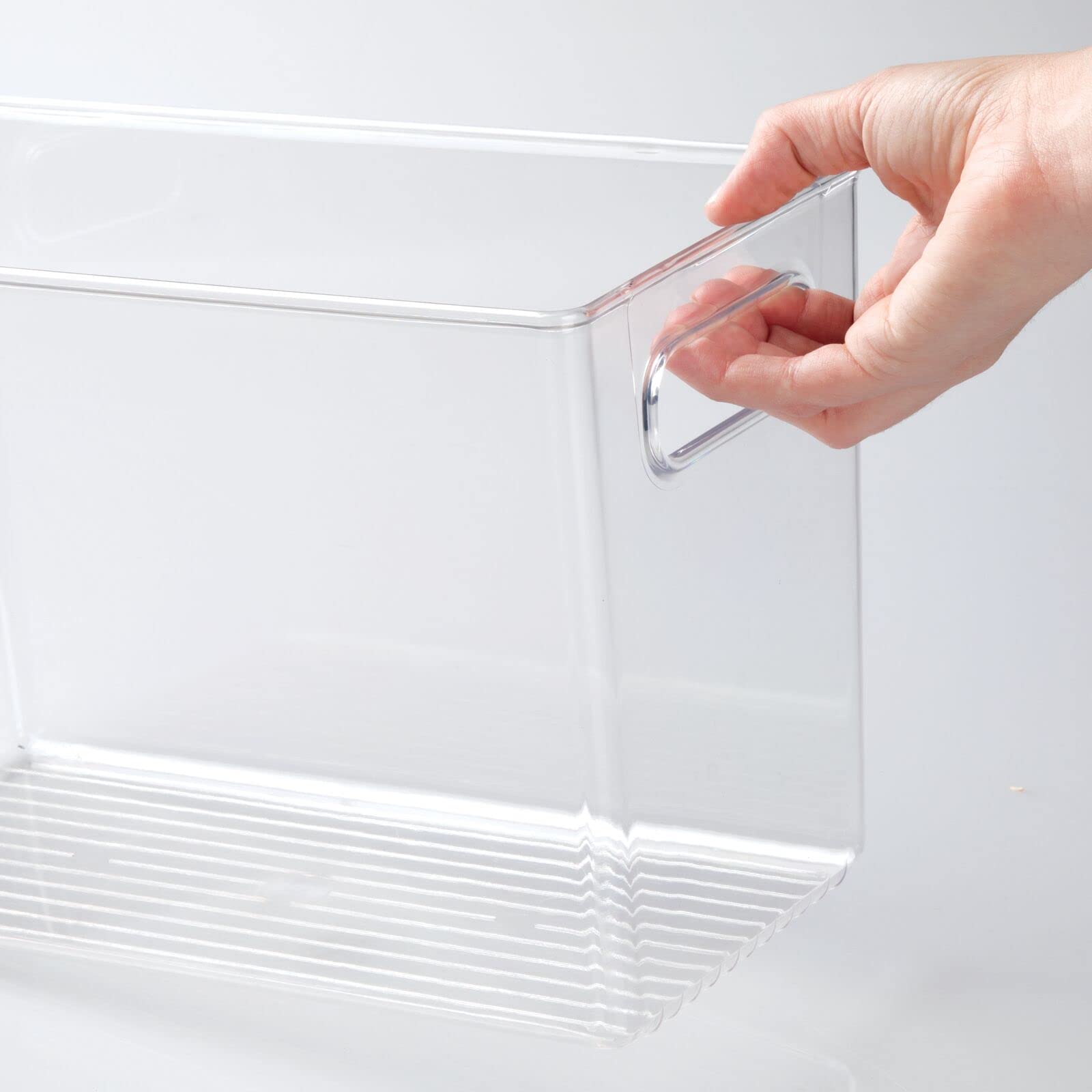mDesign Plastic Storage Organizer Bin for Household Organization in Cabinets, Closets, or inside any Cubby Storage Organizer, Holds Craft Supplies, Linens, or Toys, Ligne Collection, 2 Pack, Clear