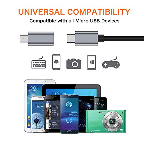JXMOX USB C to Micro USB Adapter, (4-Pack) Type C Female to Micro USB Male Convert Connector Support Charge Data Sync Compatible with Samsung Galaxy S7 S7 Edge, Nexus 5 6 and Micro USB Devices(Grey)
