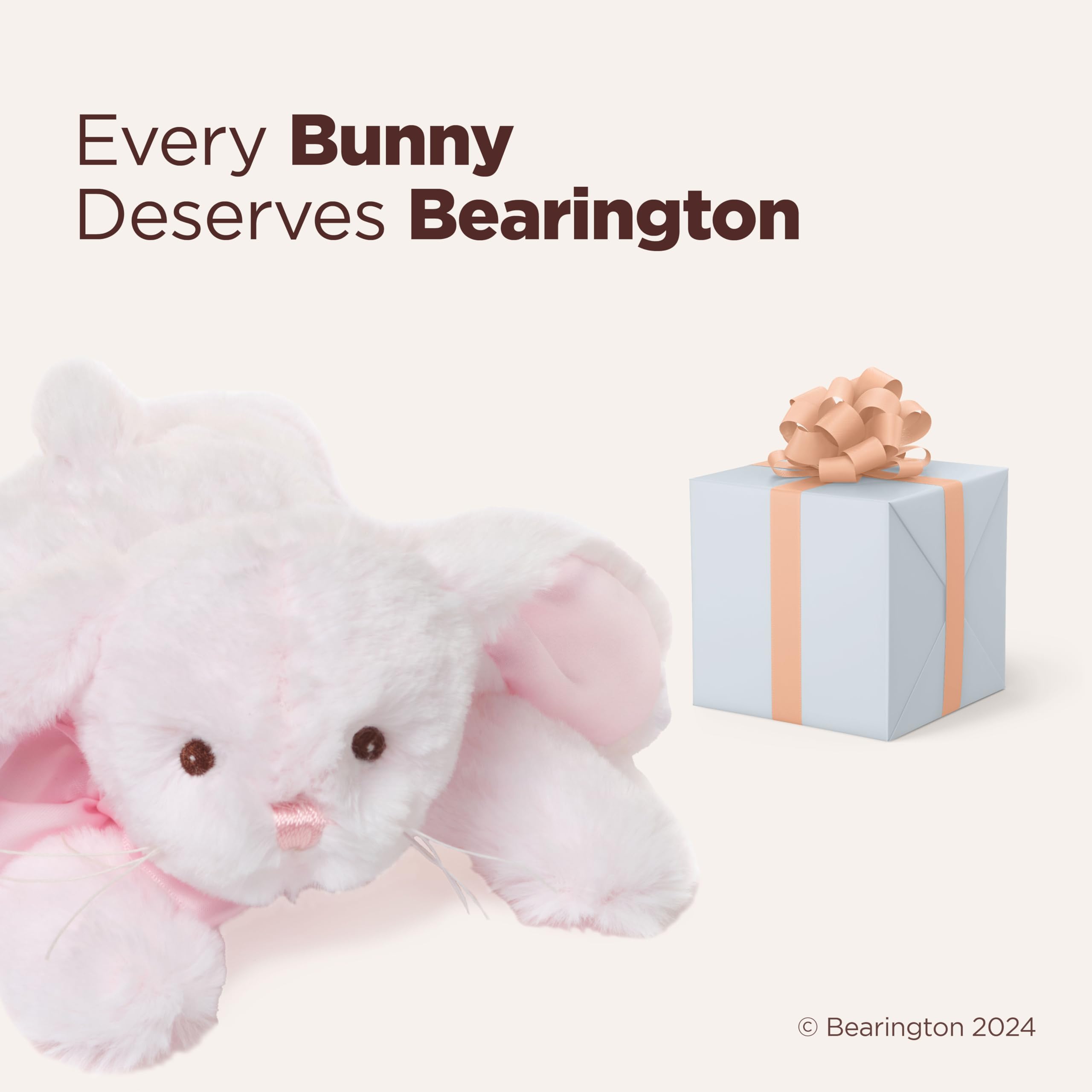 Bearington Baby Cottontail Plush Stuffed Animal Pink Bunny with Rattle, 8 inches