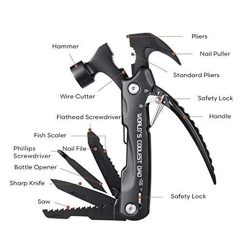 Gifts for Dad from Daughter Son Kids Wife Fathers Day,Birthday Gift Ideas for Men Him,Unique Personalized Dad Gifts,Hammer Multitool(WORLD'S COOLEST DAD)