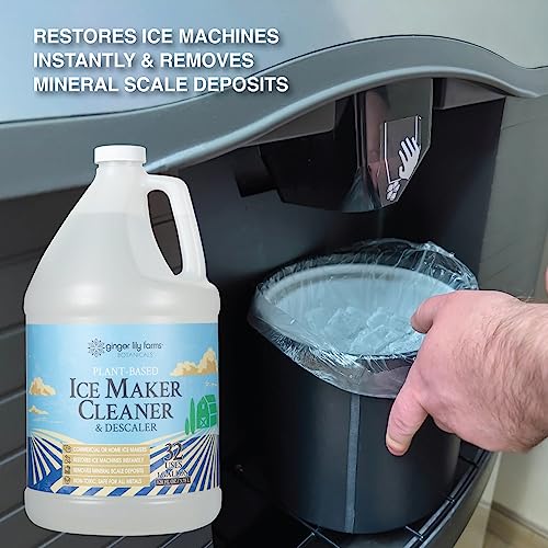 Ginger Lily Farms Botanicals Plant-Based Ice Maker Cleaner & Descaler for All Ice Machines, 32 Uses, Safe for All Metals, 1 Gallon (128 fl. oz.)