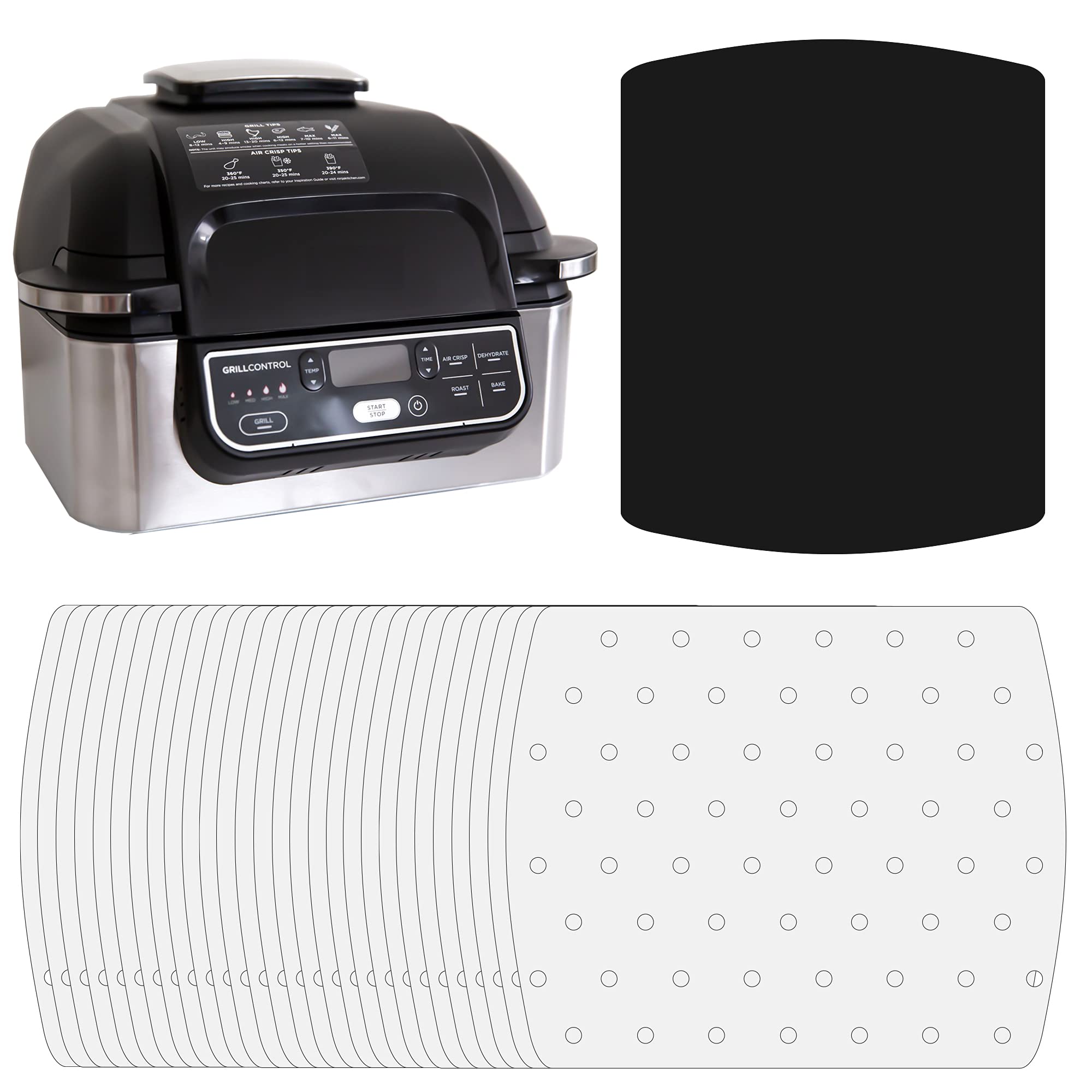 Air Fryer Parchment Paper For Ninja Foodi Grill 5-in-1 AG301, 4qt Ninja Foodi Accessories, Air Fryer Accessories, 100pcs Air Fryer Liners, Heat Resistant Mat for Ninja Fryer Cookware by INFRAOVENS