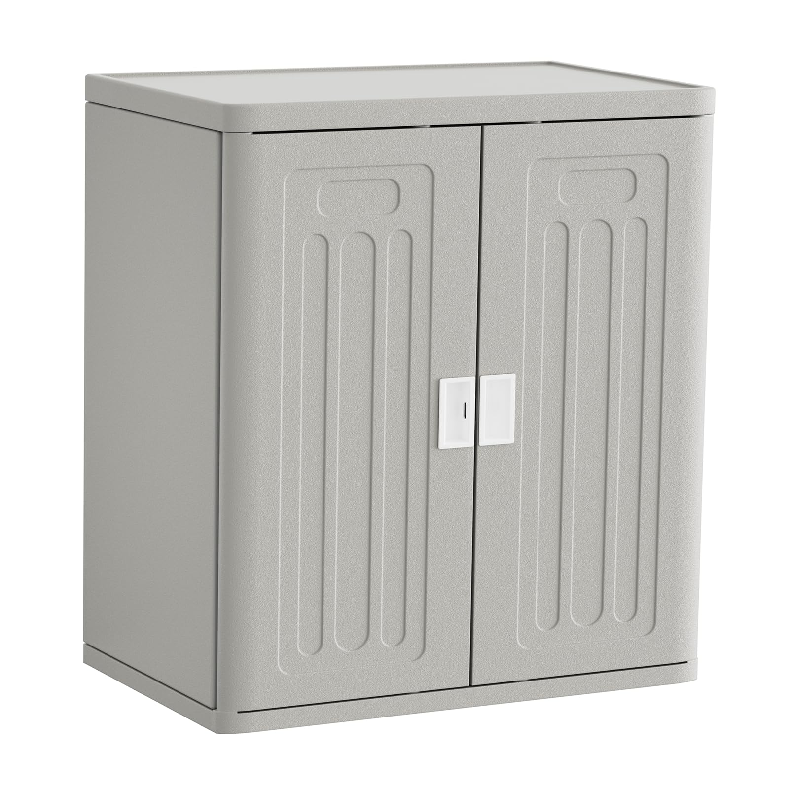 Amopatio Outdoor Storage Cabinet with 2 Shelves, Plastic Storage Cabinet Waterproof Storage Cabinet Patio Tools for Outdoor/Indoor Storage, 19.7" D x 29.5" W x35.4 H, Grey