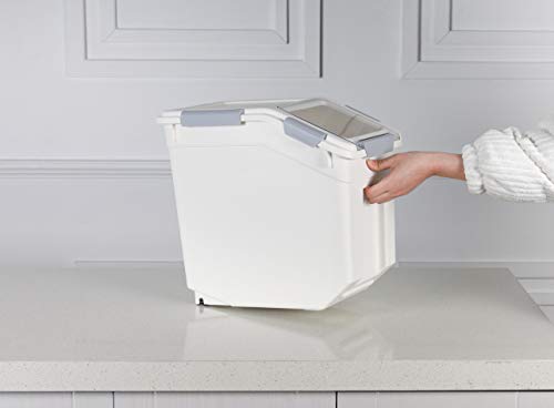 Rice Storage Container with Wheels Seal Locking Lid PP((507.27oz / 3.96gal / 80cup / 15L),Pack-2)