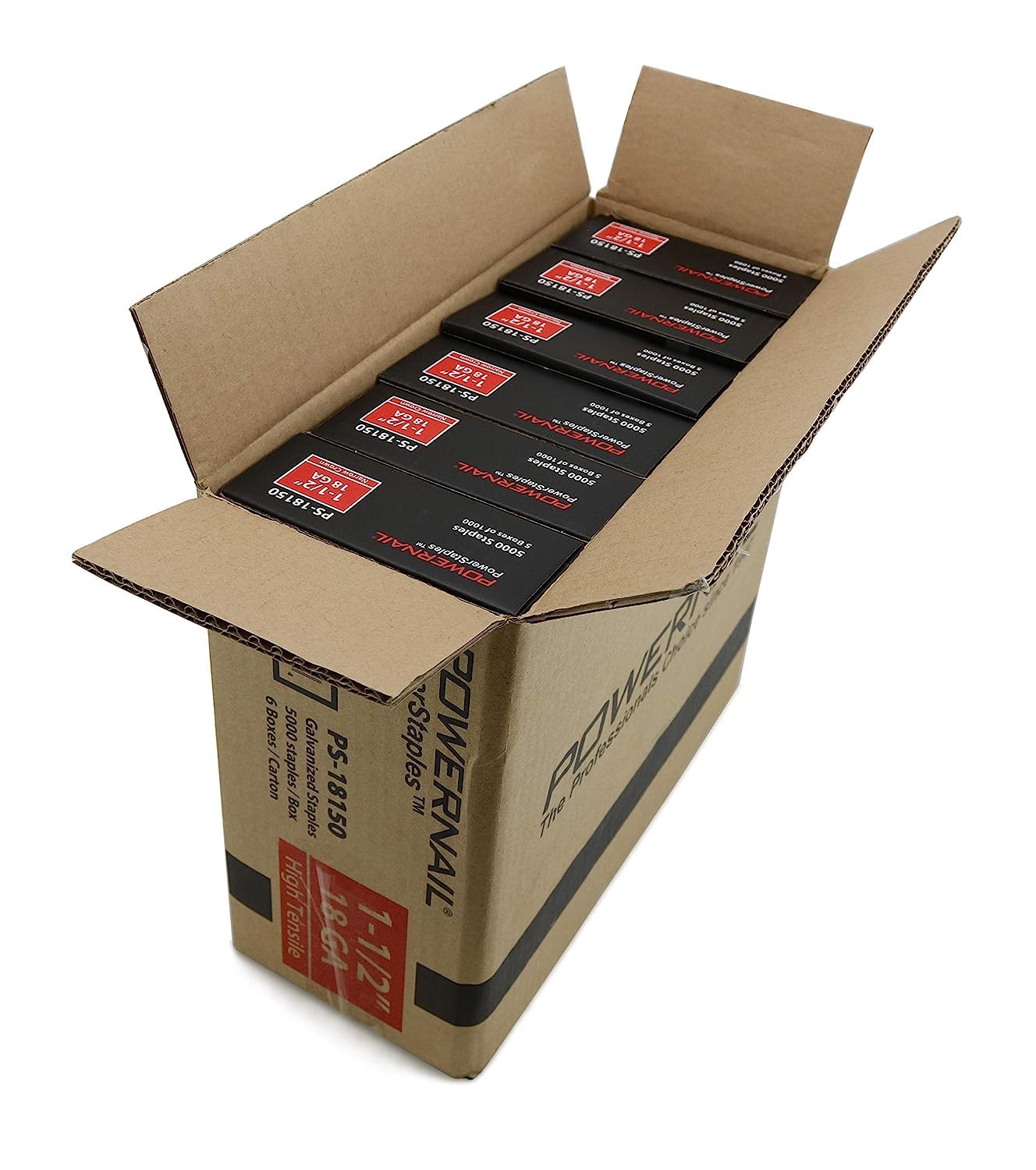 Powernail PS18150 18 Gauge 1/4 Inch Crown 1-1/2 Inch Length Chisel Point Narrow Crown Staples (Case, 30000ct)