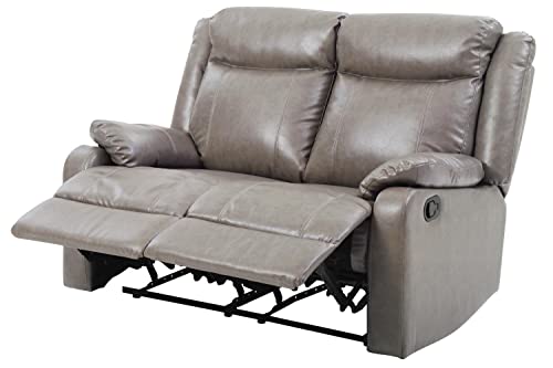 Glory Furniture Double Reclining Love Seat, Gray Faux Leather