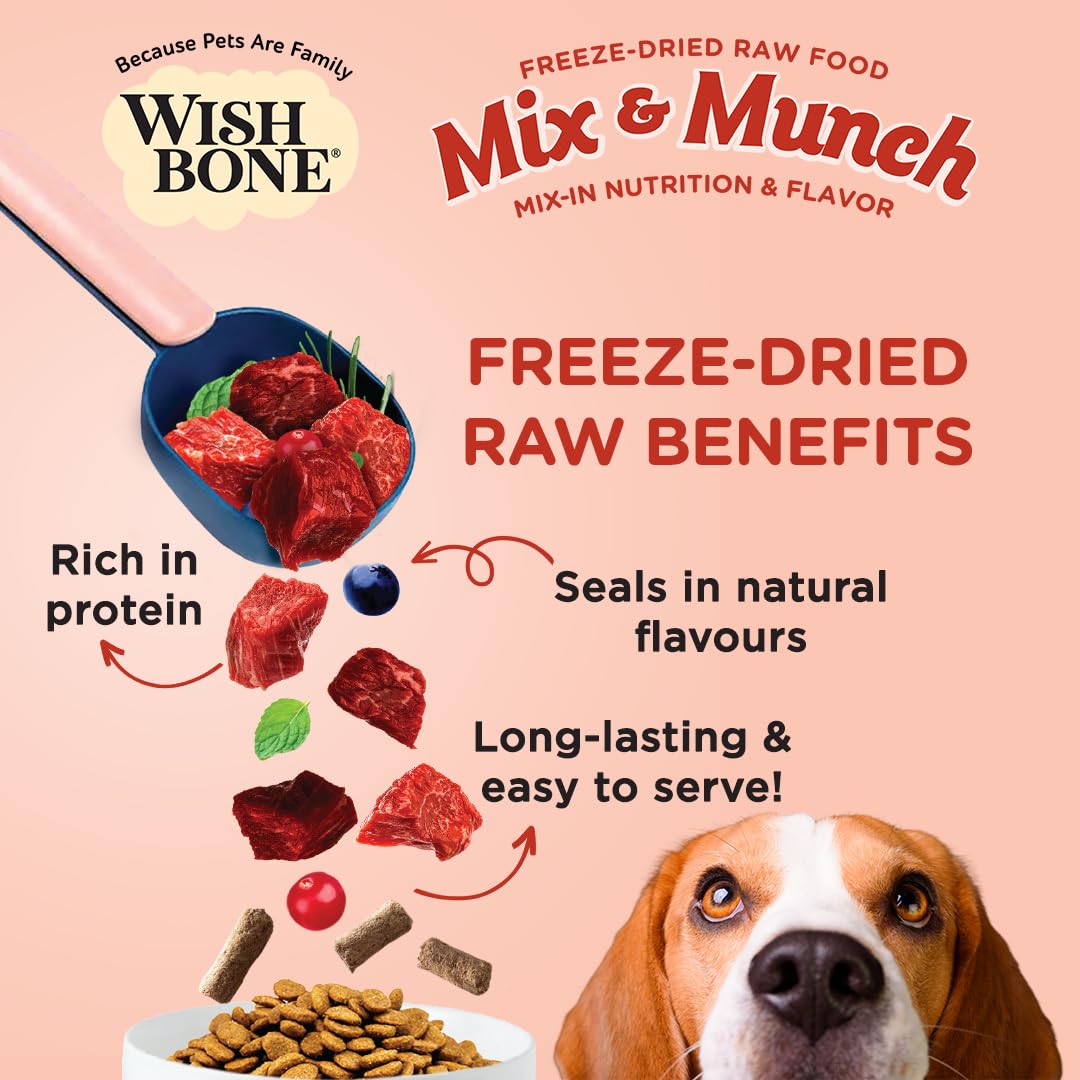 Wishbone Mix & Munch Raw Freeze-Dried Grain-Free Beef and Venison for Dogs 350g