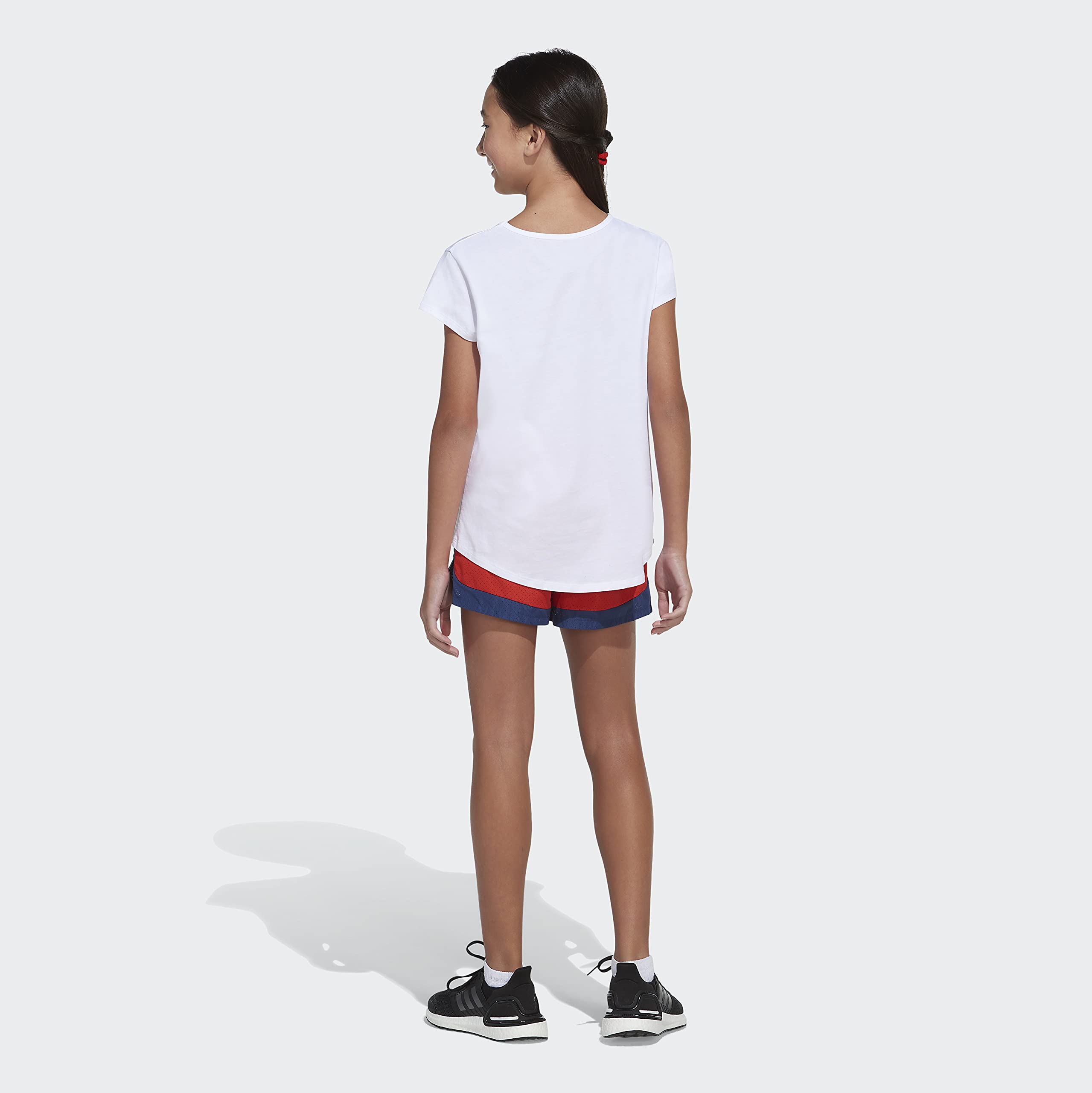 adidas Girls' Colorblock Woven Shorts, Vivid Red, 6
