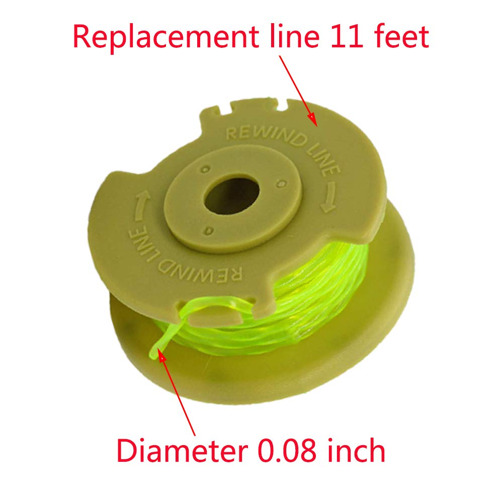 AC80RL3 String Trimmer Replacement Spool Line Compatible with Ryobi One Plus+ AC80RL3,11ft 0.08inch Weed Eater Autofeed Replacement Spools for Ryobi 18v, 24v, 40v Cordless Trimmers (6 Spool, 1 Cap)