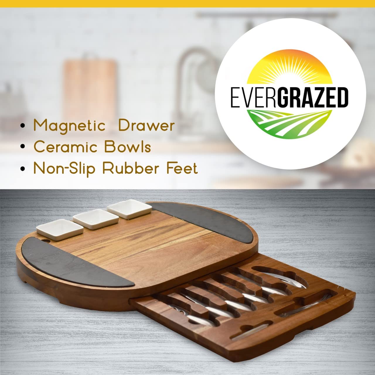 Acacia Cheese Board Set - Large Charcuterie Boards & Cheese Board and Knife Set - Kitchen Wine Meat Cheese Platter - Unique Thanksgiving, Christmas, Holiday, Anniversary or Wedding Gift