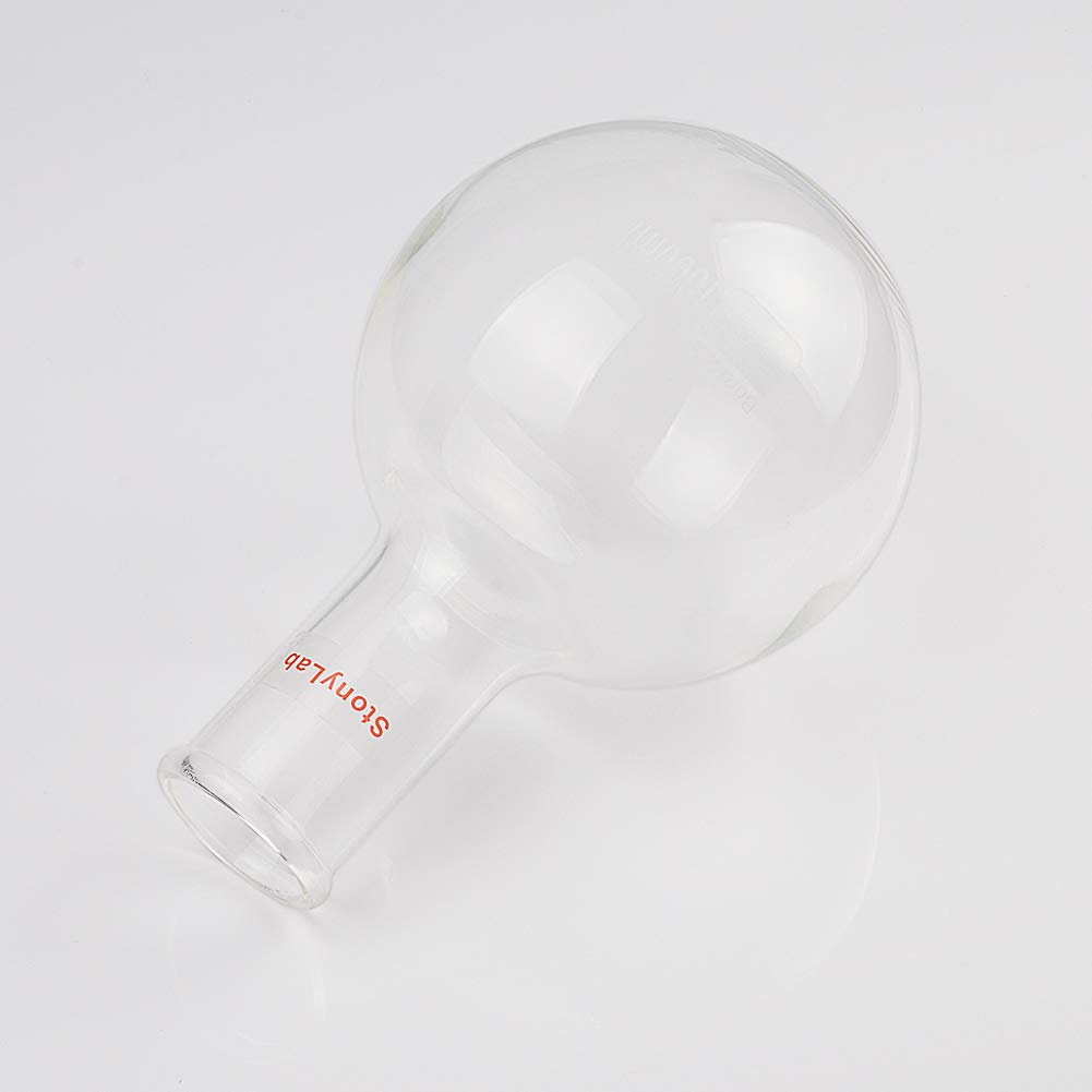 StonyLab Glass 1000ml Long Neck Flat Bottom Flask, Borosilicate Glass Heavy Wall Flat Bottom Boiling Flask with Long Neck, 1000ml (1 Liter)