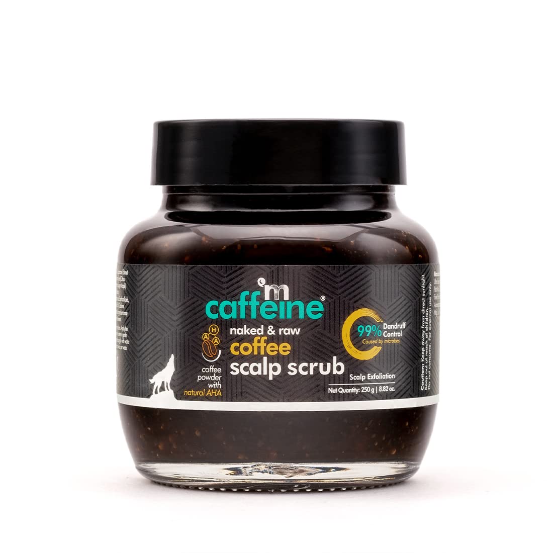 mCaffeine Naked and Raw Coffee Scalp Scrub - Scalp Cleanser Dandruff Removal - Suitable for All Hair Types - Natural Aha - Scalp Exfoliation - 8.82 oz
