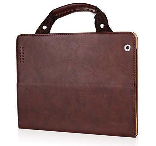 TechCode Case for iPad 9th Generation 10.2, Portable Handbag Wallet Flip Case PU Leather Stand Cover with Handle Pocket Sleeve for iPad 7th/8th /9th Generation 10.2 inch (Brown03)