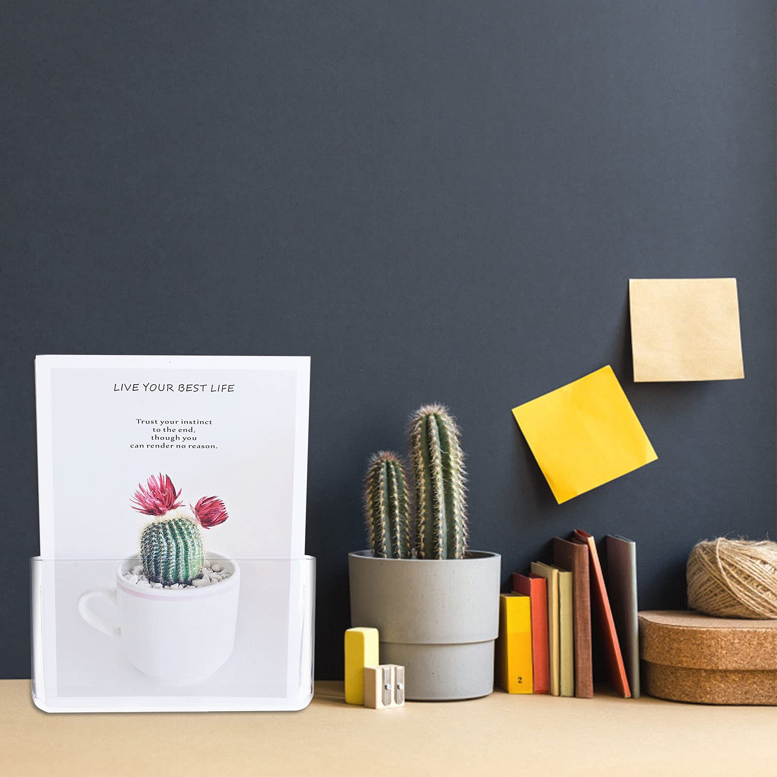 5 Pack Plastic Wall Folders, Clear Single Pocket Hanging Wall File Organizer, Durable Wall Mount File Holder for Office Home Bathroom, 8.7” x 1.8” x 4.7”