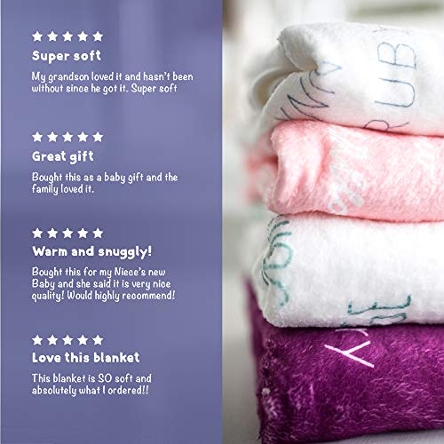 Personalized Baby Blanket with Name –Extra Soft, Premium Quality Baby Blanket for Girls & Boys with Customized Full Name Dyed Into Fabric–Fade Proof, Machine-Washable (Bubblegum Bubble)