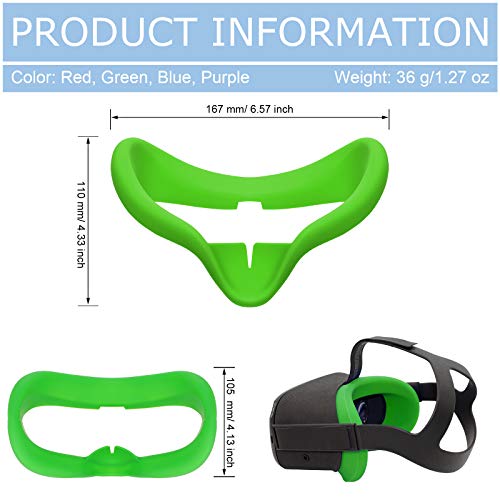 4 Pieces Silicone Cover Eye Pad Compatible with Oculus Quest 2 Eye Cushion Cover Sweatproof Lightproof Accessories (Purple, Blue, Red, Green) (Purple, Blue, Red, Green)