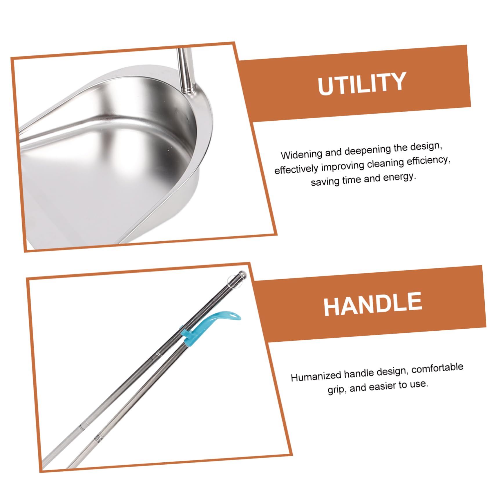 Amosfun 1 Set Stainless Steel Trash Shovel Rubbish Dustpan Standing Broom and Dustpan House Sweeping Broom Hand Broom and Dustpan Dustpans with Broom Dust Brush Grass Concrete Broom Silver