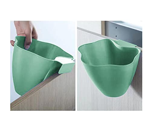 Cute Countertop Compost Bin Hanging Trash Can, Garbage Container for Kitchen/Bedroom/Office/Garage, Cabinet Counter Mounted for Easy Collection of Food Scraps (Dark Green)
