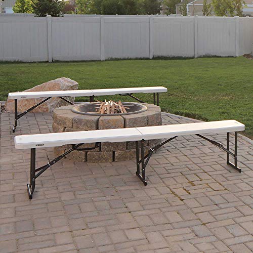 Lifetime 80843, 2 Pack, Light Commercial 6-Foot Fold-in-Half Bench, Almond