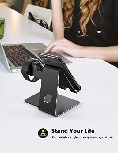 Lamicall Stand for Apple Watch Phone Holder 2 in 1 Desktop Stand Holder Charging Station Dock Compatible with Apple Watch SE Series 8/7/6/5/4/3/2 Ultra [Charging Cable Not Include]