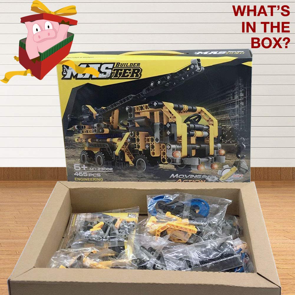 BIRANCO. Crane Truck Building Kit - Educational Learning STEM Building Blocks Toys Gifts for 8, 10, 12 yr Old Kids, Engineering Construction Set for Boys & Girls Age 6, 7, 9, 11, 13 Years Up