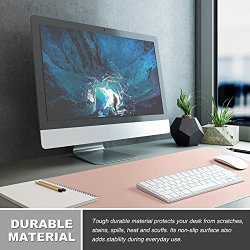 K KNODEL Desk Mat Waterproof for Desktop, Leather Desk Pad for Keyboard, Mouse Pad Protector for Office and Home (Pink, 31.5" x 15.7")