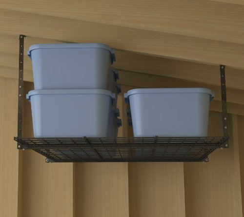 Hyloft 00625 45-Inch x 45-Inch Overhead Steel Garage Storage System, Adjustable Ceiling Mount Storage Rack, Hammertone