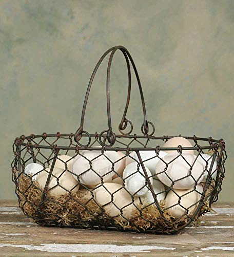 Colonial Tin Works Gathering Basket in Green/Rust (1)