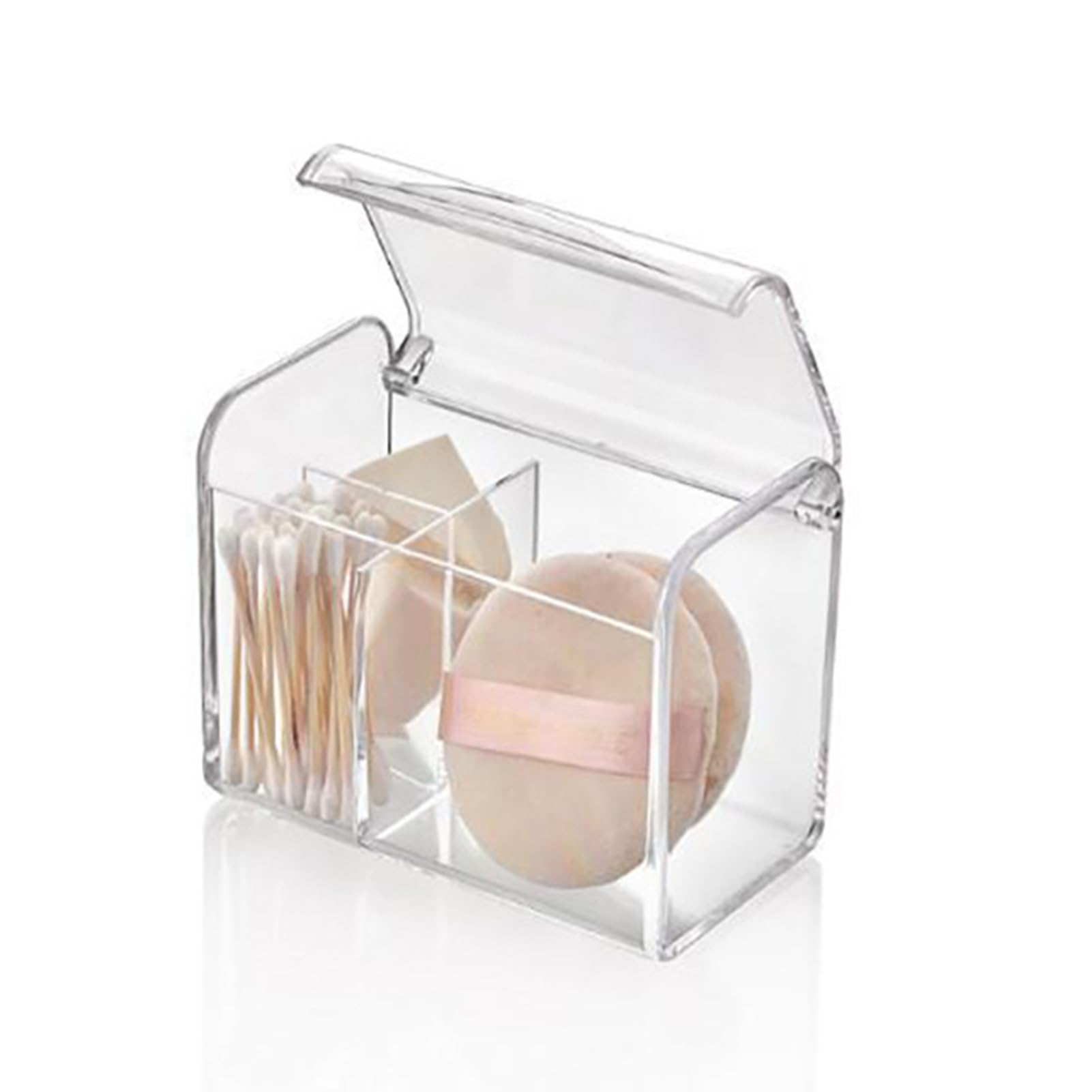 ulafbwur Cotton Swab Organizer Transparent Swab Box 3-grid Acrylic Cotton Swab Holder with Lid Neat Dustproof Storage Solution for Q-tips Jewelry Transparent