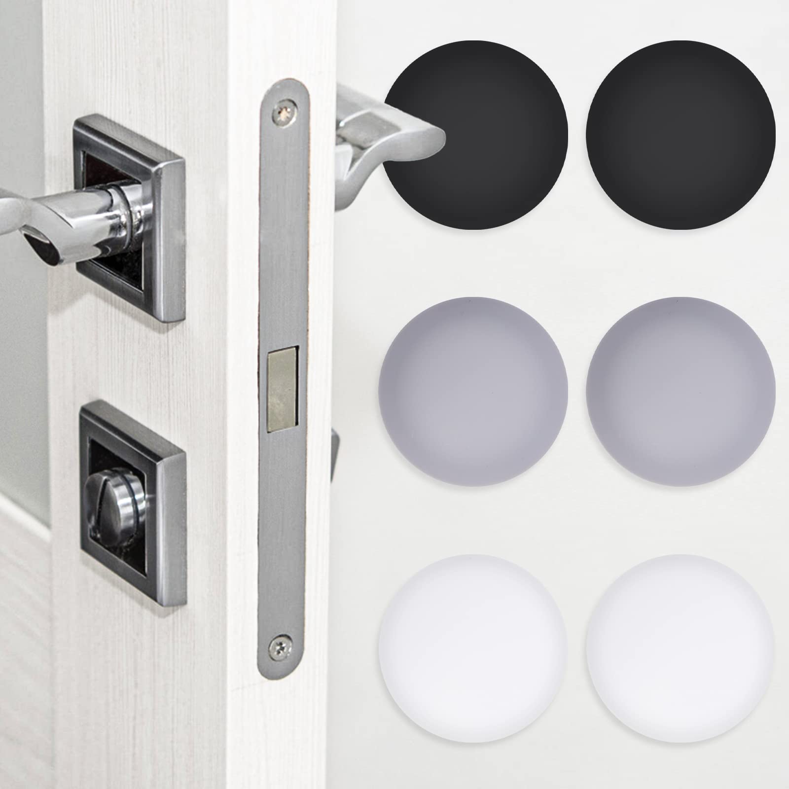 6PCS Door Stoppers Wall Protector Door Handle Bumper Door Knob Bumper Cover Door Stopper Self-Adhesive Silencer for Cabinet Furniture Home Office Glass Table Door Protectors