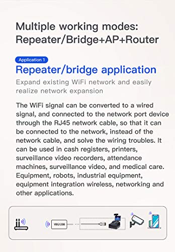 VONETS VBG1200 Industrial Mini Dual Band 2.4GHz/5GHz WiFi Bridge/Router/WiFi to Ethernet Adapter/AC1200 WiFi Signal Range Extender 1 RJ45 Male (10/100Mbps) USB/DC Powered for DVR IP Camera AGV