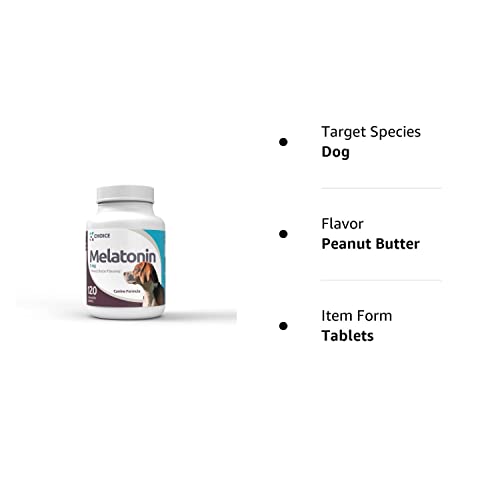 K9 Choice 3 mg Melatonin - Adrenal Support and Sleep Support for Dogs - 120 Peanut Butter Flavored Melatonin Tablets Dogs Love!