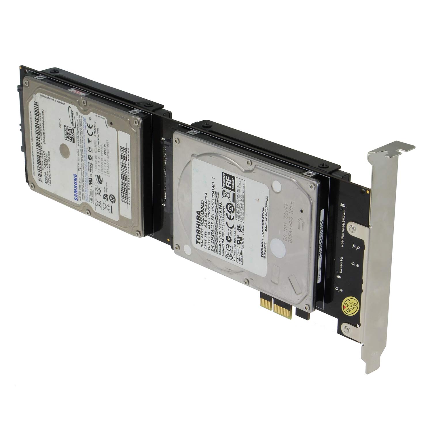 Sedna - PCI Express Quad 2.5 Inch SATA SSD Controller Card (with Built in Power Circuit, no Need SATA Power Connector) (SSD/HDD not Included)