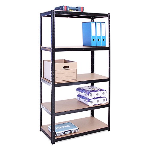Garage Shelving Units: 71 x 35 x 18 inches | Heavy Duty Racking Shelves for Storage - 1 Bay, Black 5 Tier (400 lbs Per Shelf), 2000 lbs Capacity | for Workshop, Shed, Office | 5 Year Warranty