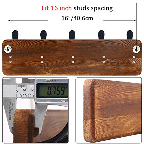 WEBI Coat Rack Wall Mount,Coat Hooks Wall Mounted,16ββ Hole to Hole,Wood Coat Hanger Wall,Hook Rack Rail,5 Triple Hooks for Hanging Coats,Jacket,Clothes